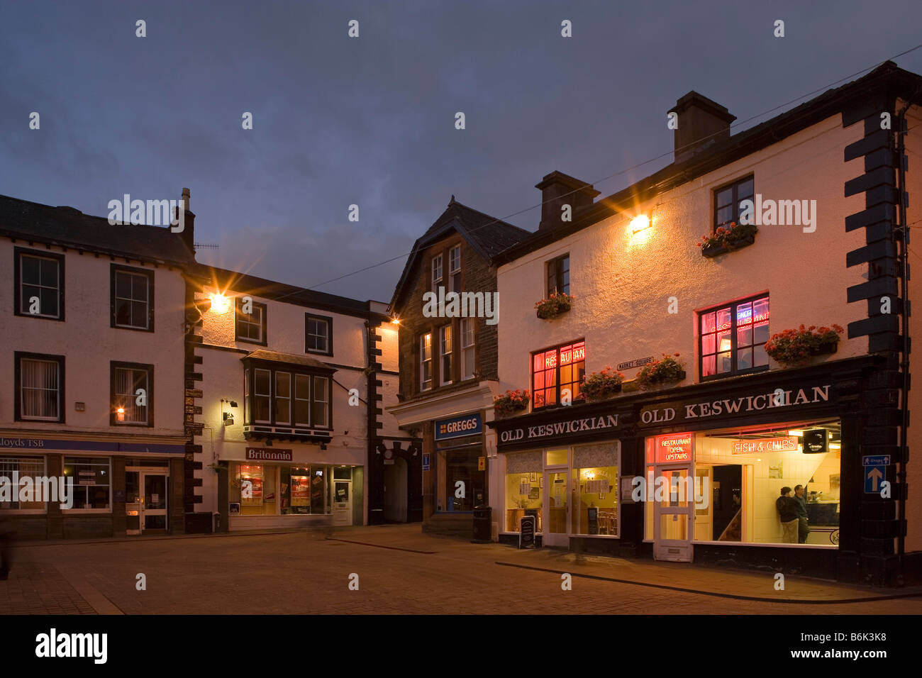 Keswick Main Street typical buildings Lake District Cumbria UK Stock ...