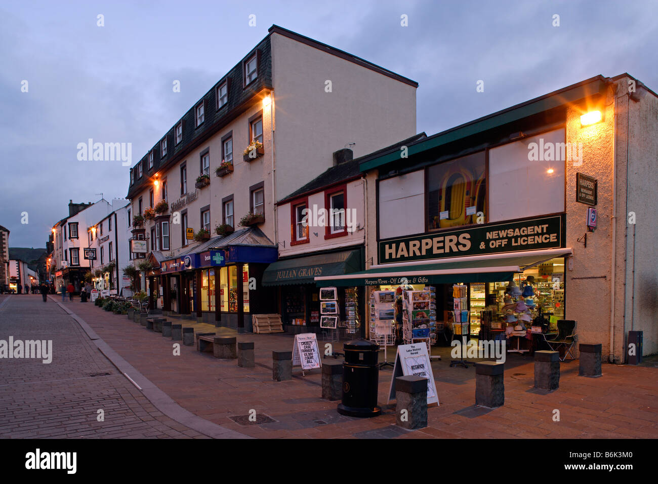 Keswick Main Street typical buildings Lake District Cumbria UK Stock ...