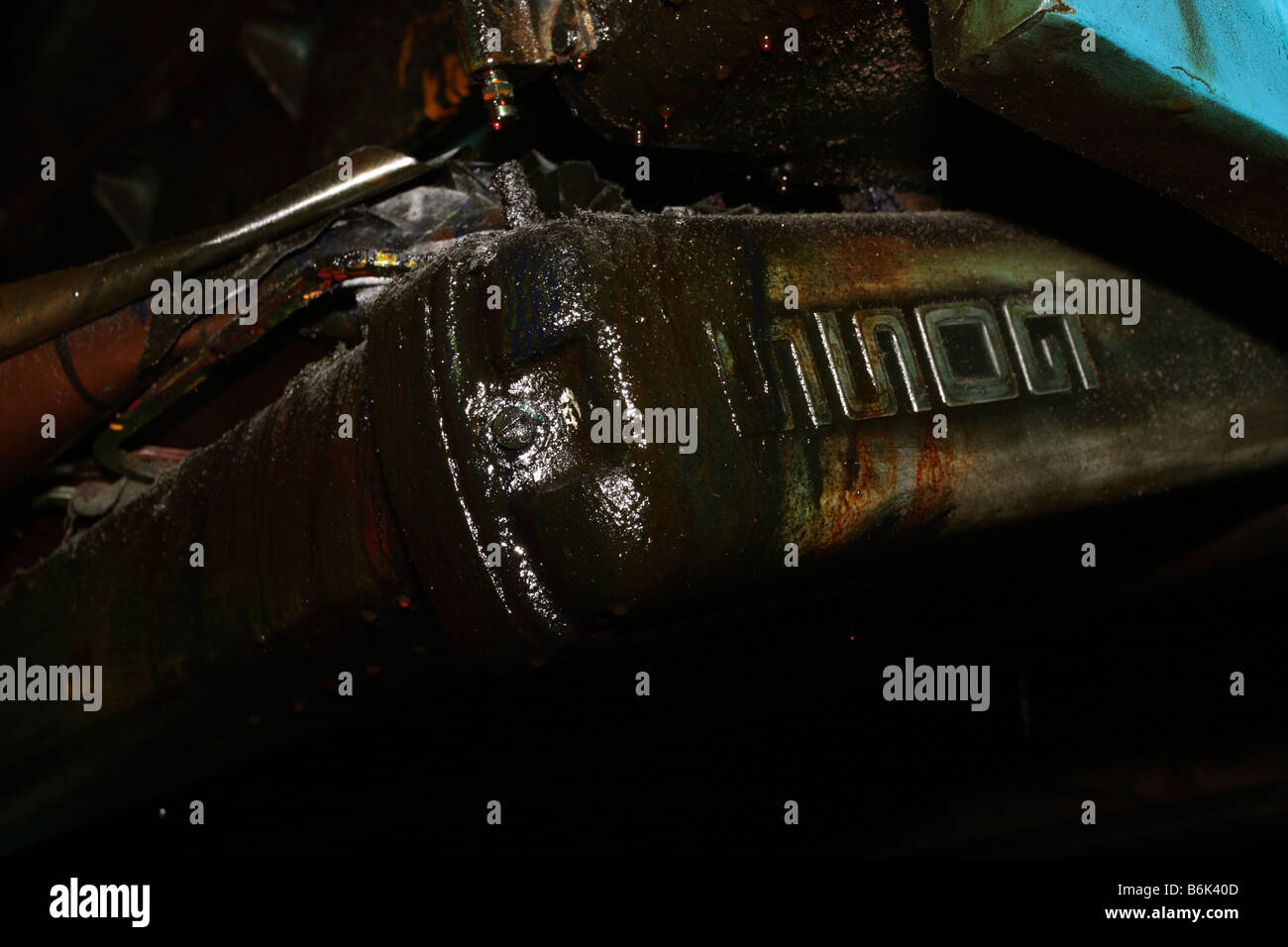 Greasy part of a Goss Web press showing Goss logo Stock Photo - Alamy