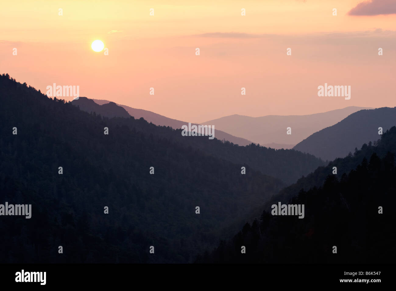 Sunset from Mortons Overlook in the Great Smoky Mountains National Park ...