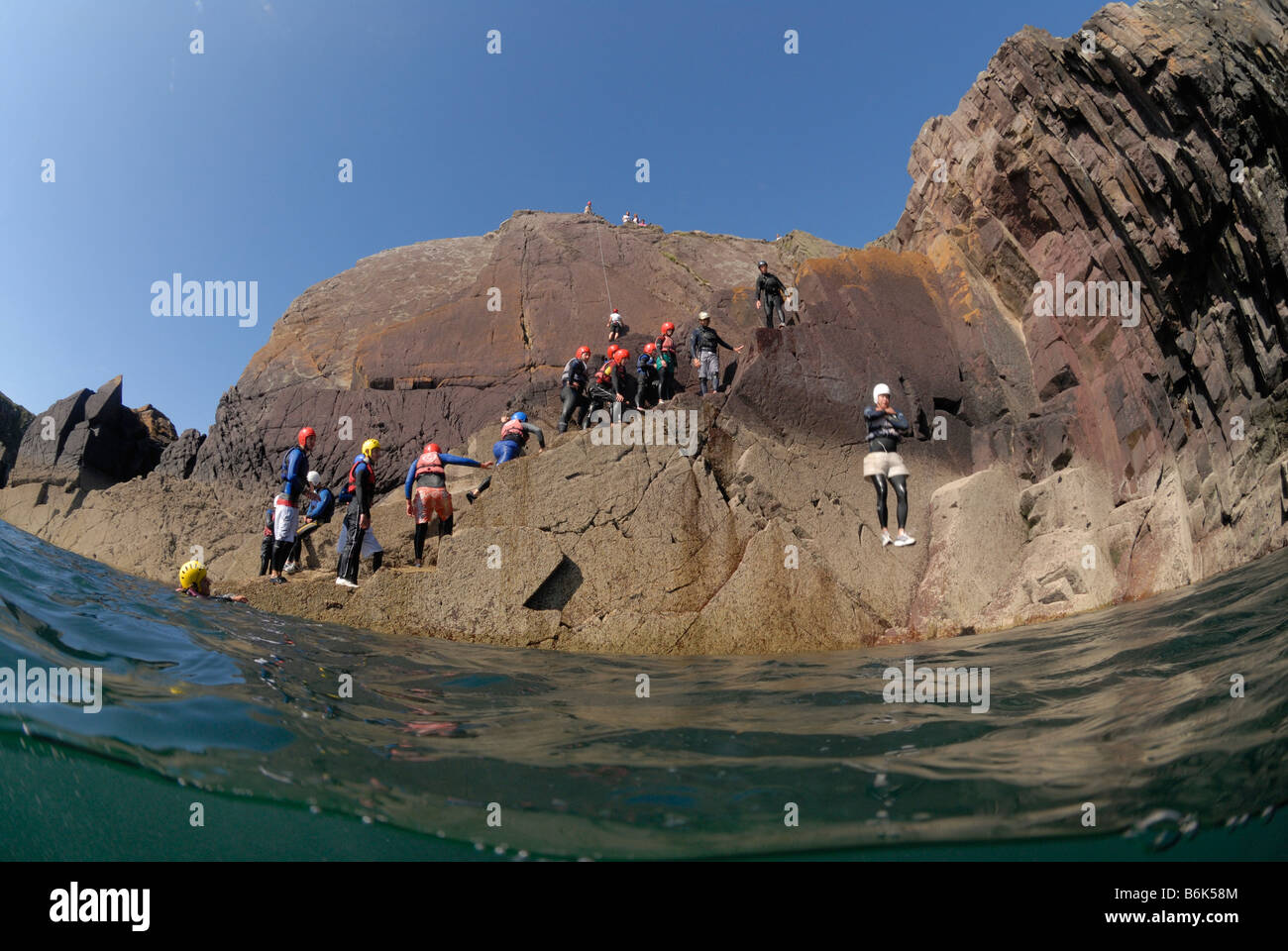 Coasteering wales family hi-res stock photography and images - Alamy