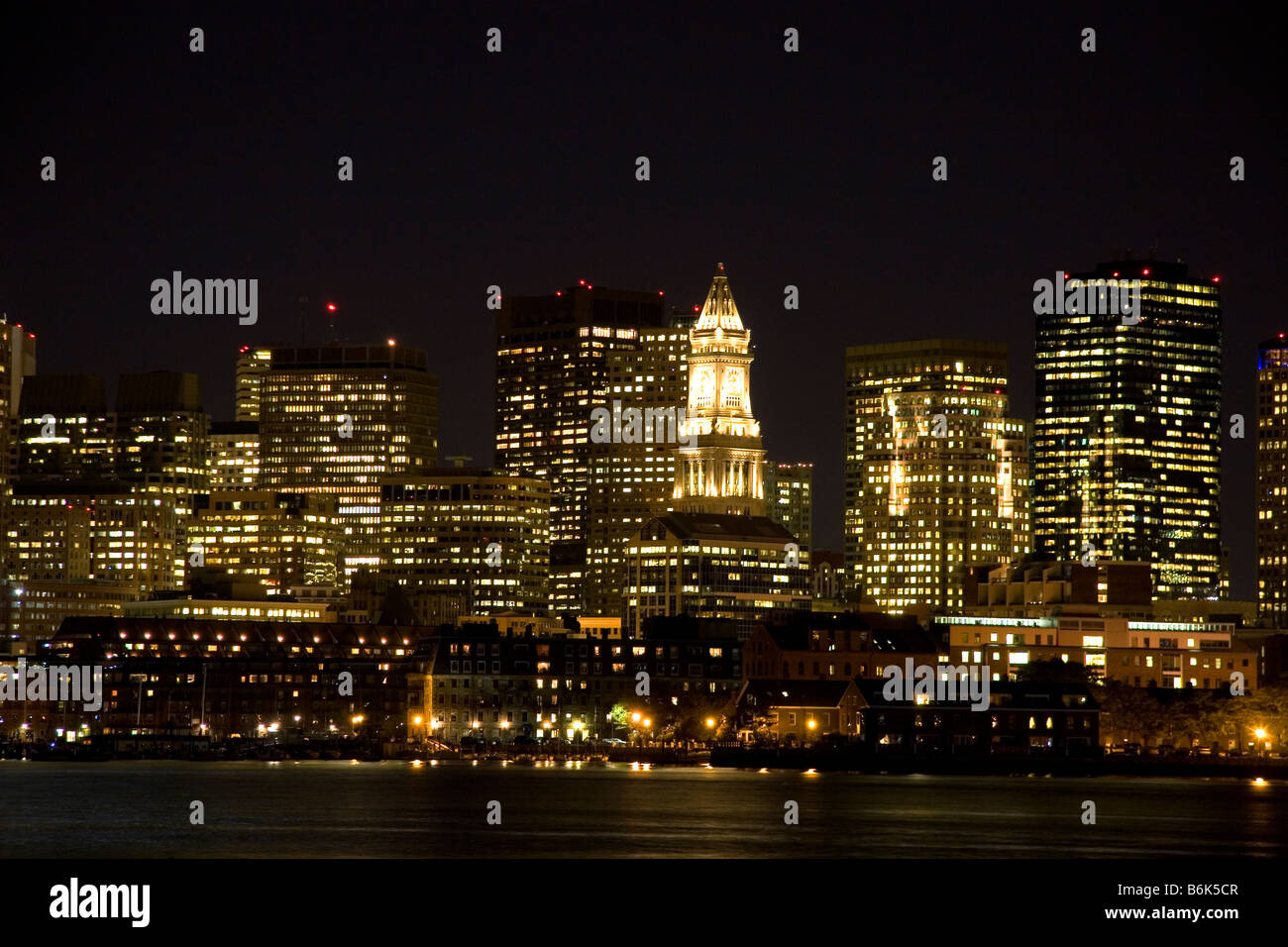 Boston skyline at night Massachusetts USA Stock Photo - Alamy