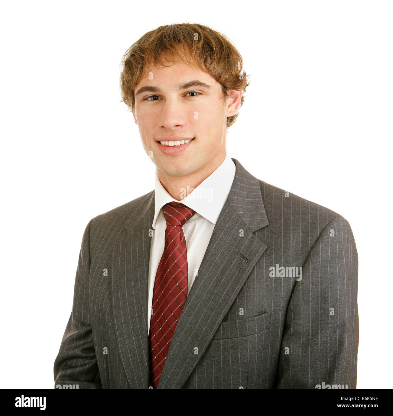 Portrait of handsome young business man over white background Stock ...