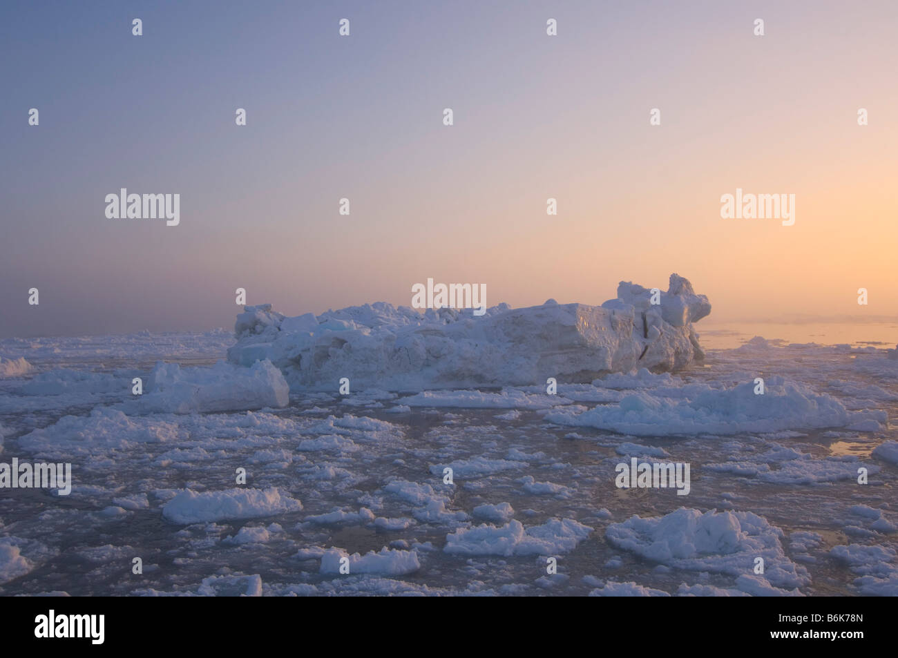 Landscape of sea ice flowing through an open lead in the pack ice ...