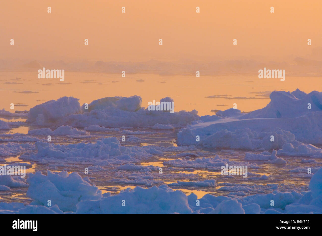 Landscape of sea ice flowing through an open lead in the pack ice ...
