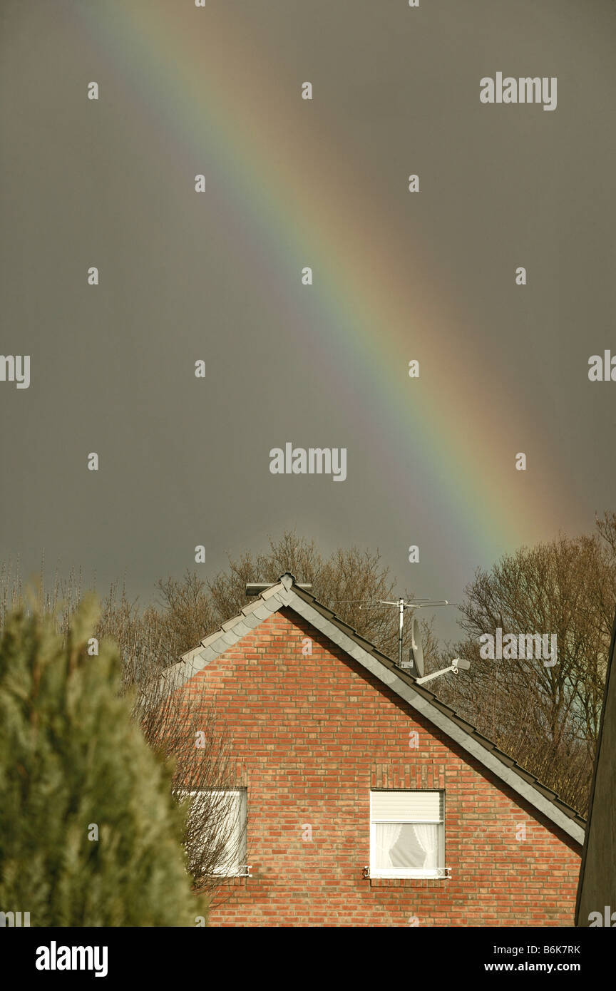 rainbow over house Stock Photo - Alamy