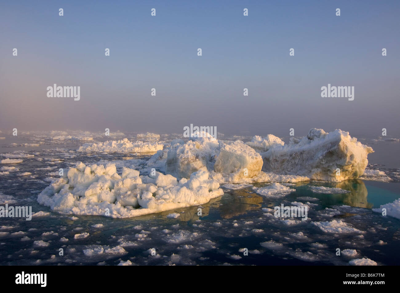 Landscape of sea ice flowing through an open lead in the pack ice ...