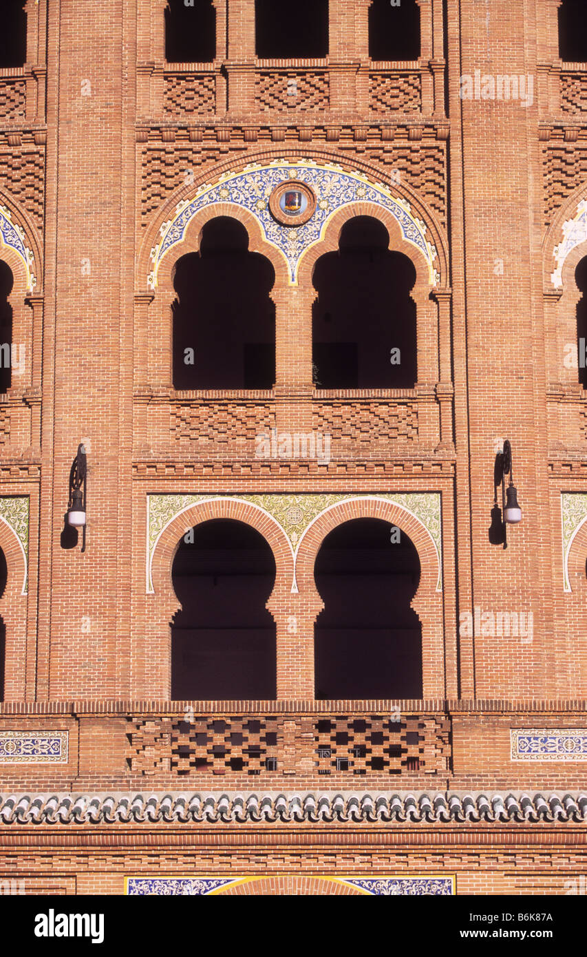 Detail of arched windows and balconies on the exterior of the Moorish ...