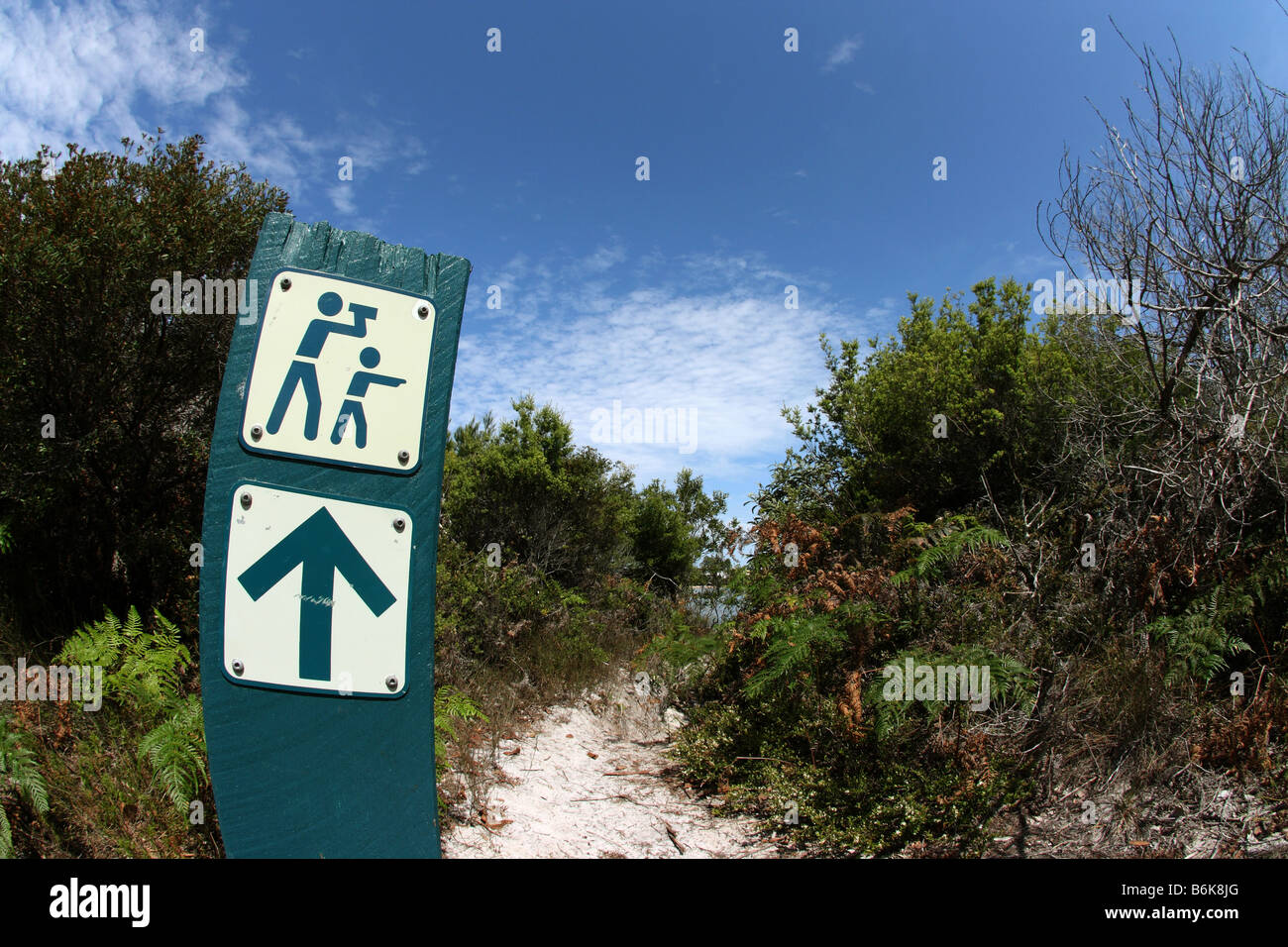 LOOKOUT SIGN ON BEACH TRACK HORIZONTAL BDB11209 Stock Photo - Alamy