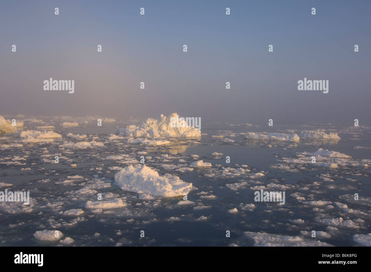 Landscape of sea ice flowing through an open lead in the pack ice ...