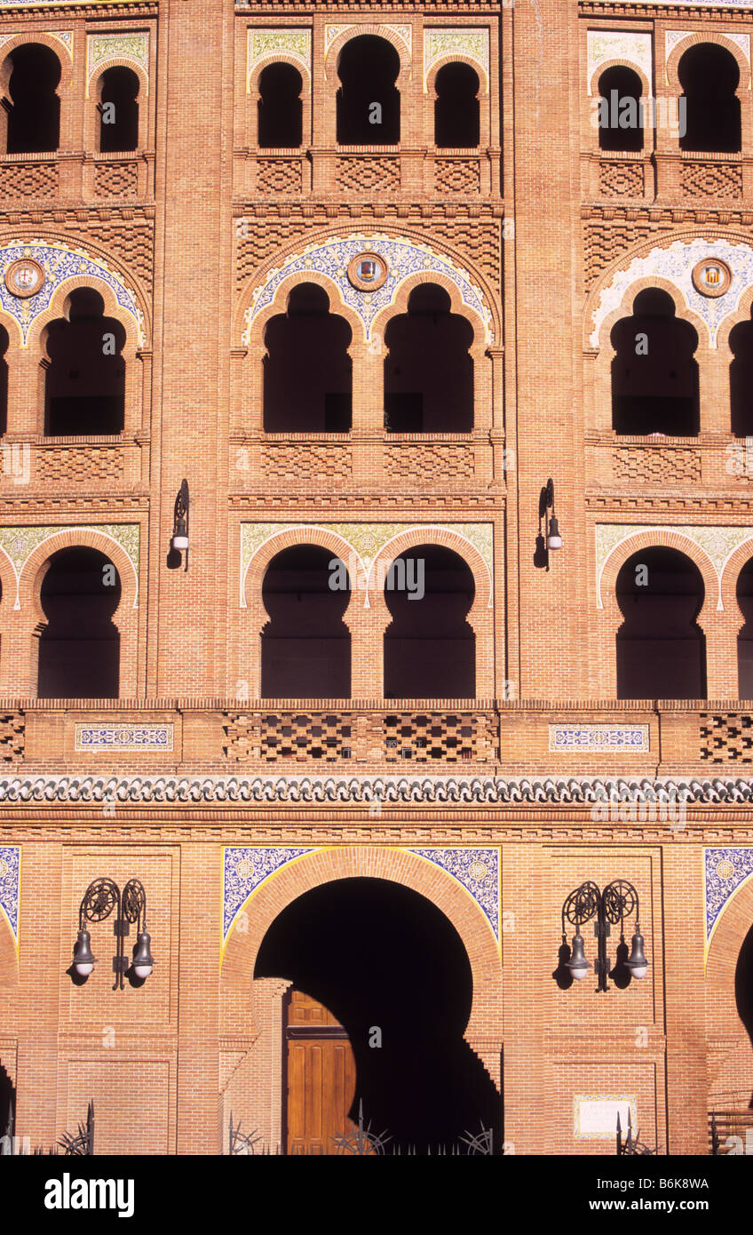 Detail of arched windows and balconies on the exterior of the Moorish ...