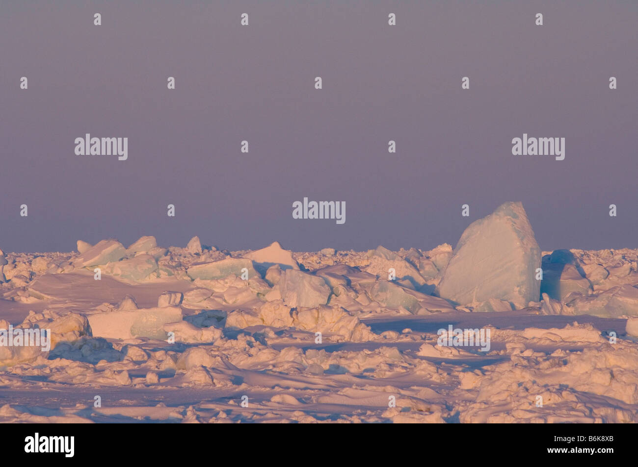 Frozen landscape of pressure ridges in the dynamic pack ice jumbled up ...