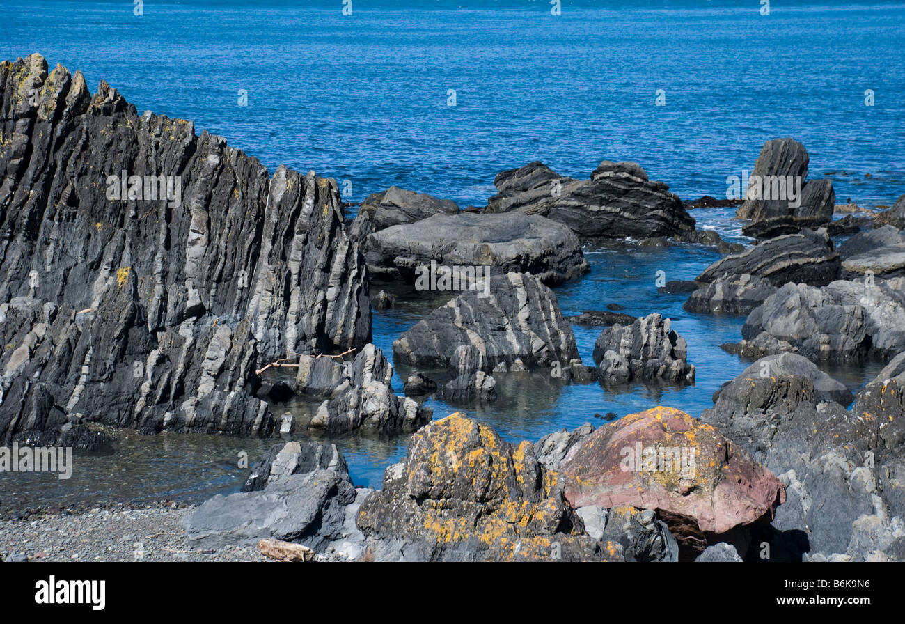 Stripy rocks in Wellington Stock Photo - Alamy