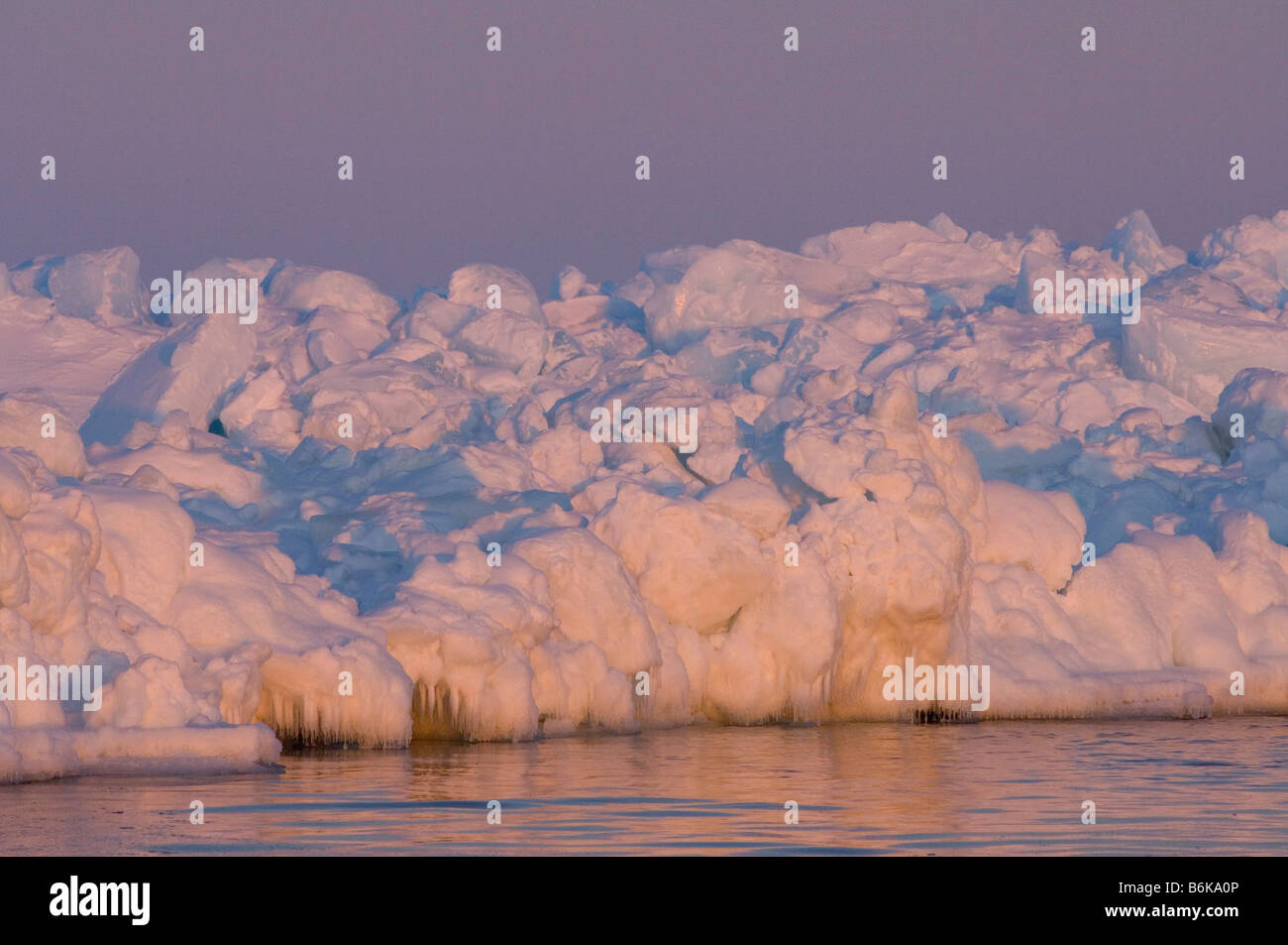 The rough sea ice edge in an open lead in the pack ice Chukchi Sea off ...