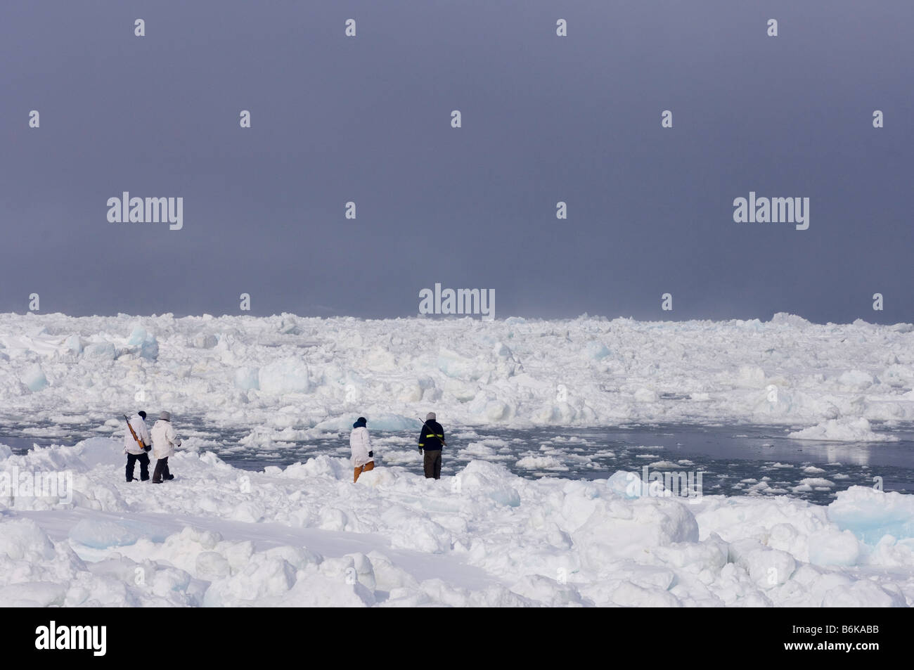 Inupiaq subsistence whalers assess potentially dangerous ice conditions ...