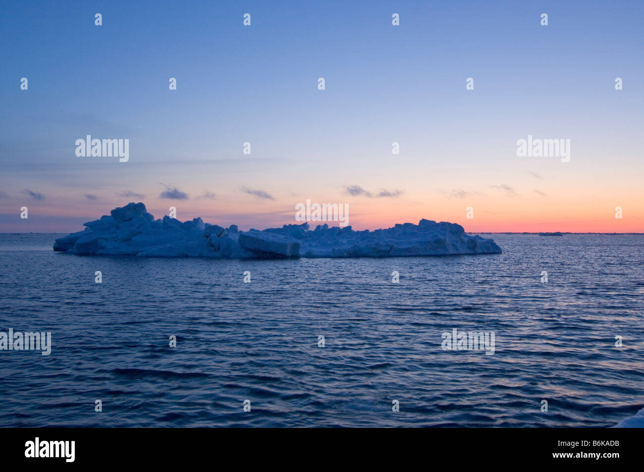 Landscape of sea ice flowing through an open lead in the pack ice in ...