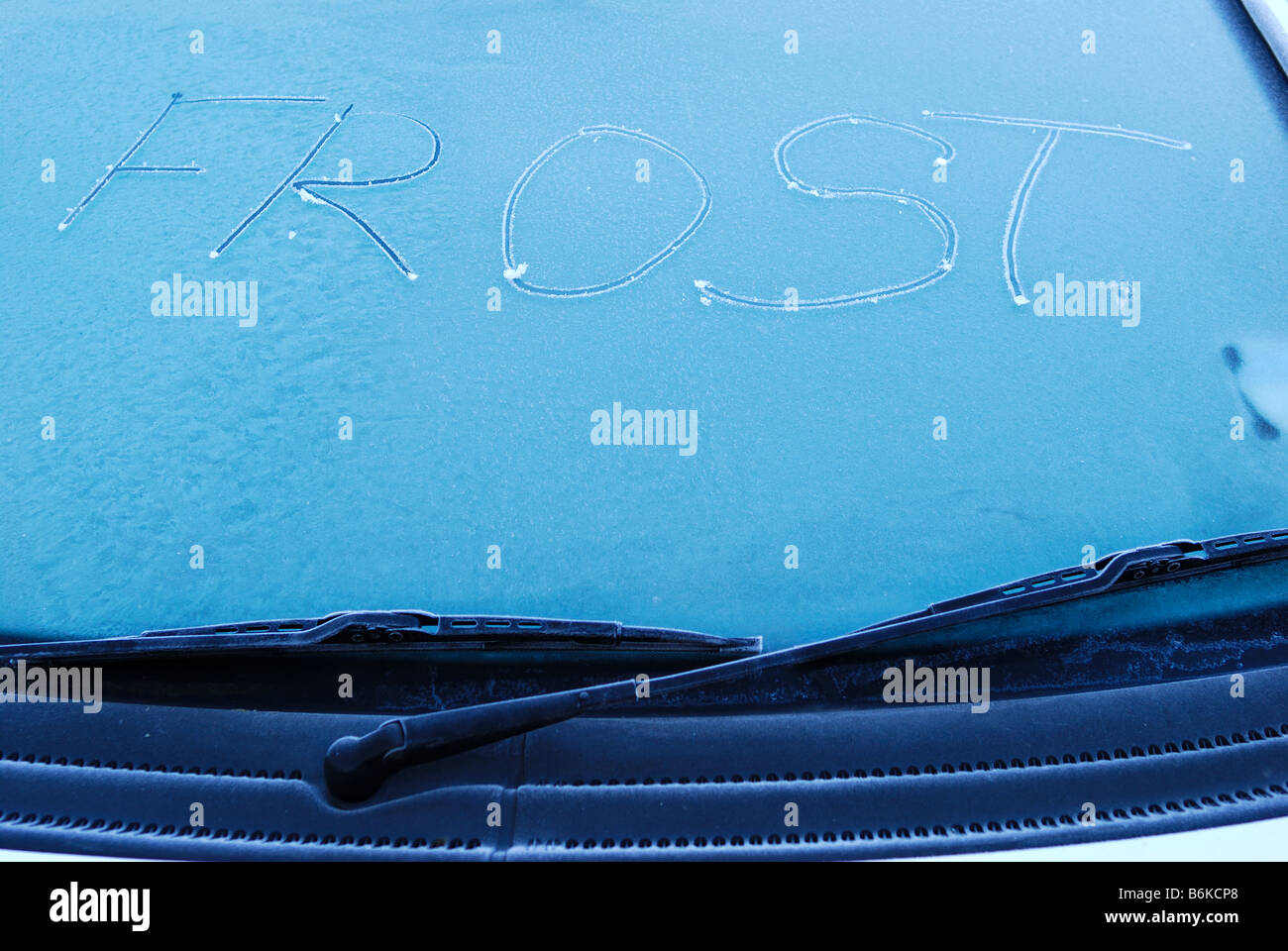 Frost written into frozen windscreen hi-res stock photography and ...