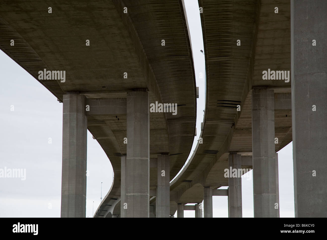 Soaring above the landscape, the Zilwaukee Bridge spans across the ...