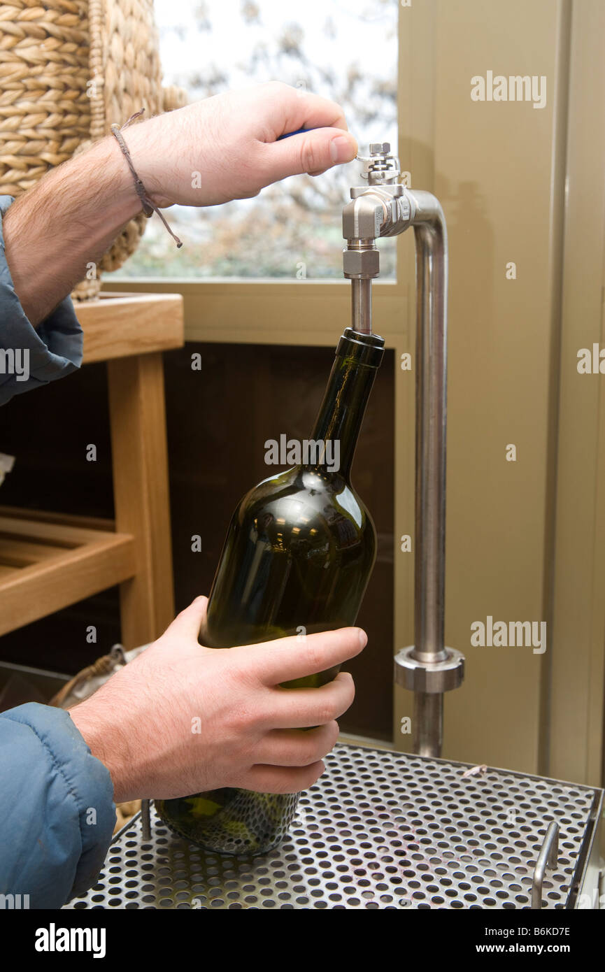 filling up a bottle of freshly pressed olive oil Stock Photo - Alamy