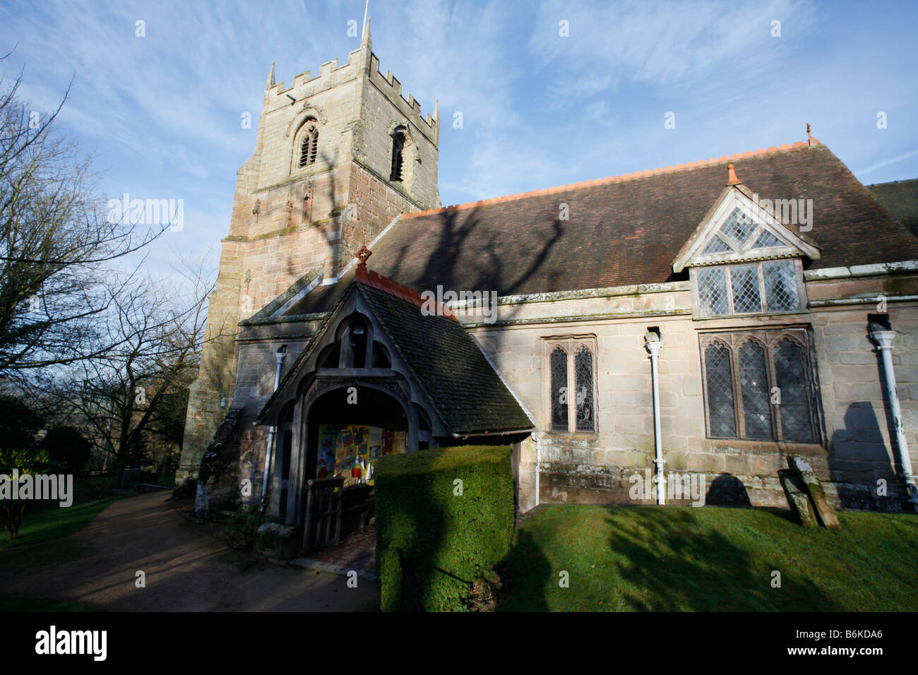 churchyard beoley church warwickshire midlands Stock Photo - Alamy