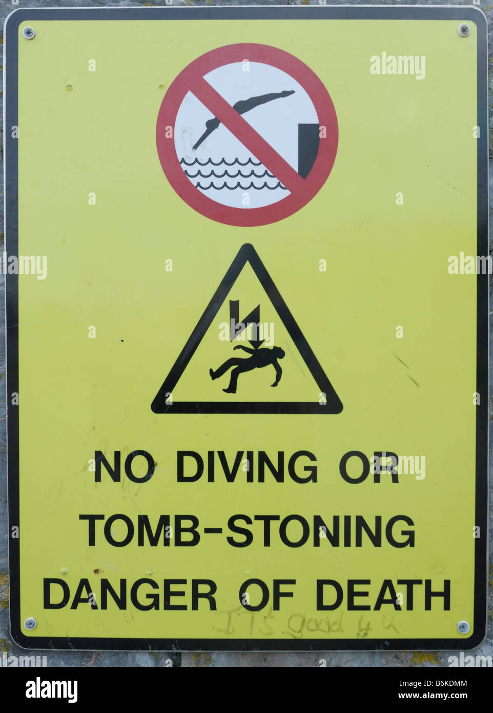 Plymouth England Warning sign to Tombstoners on Plymouth Hoe Stock ...