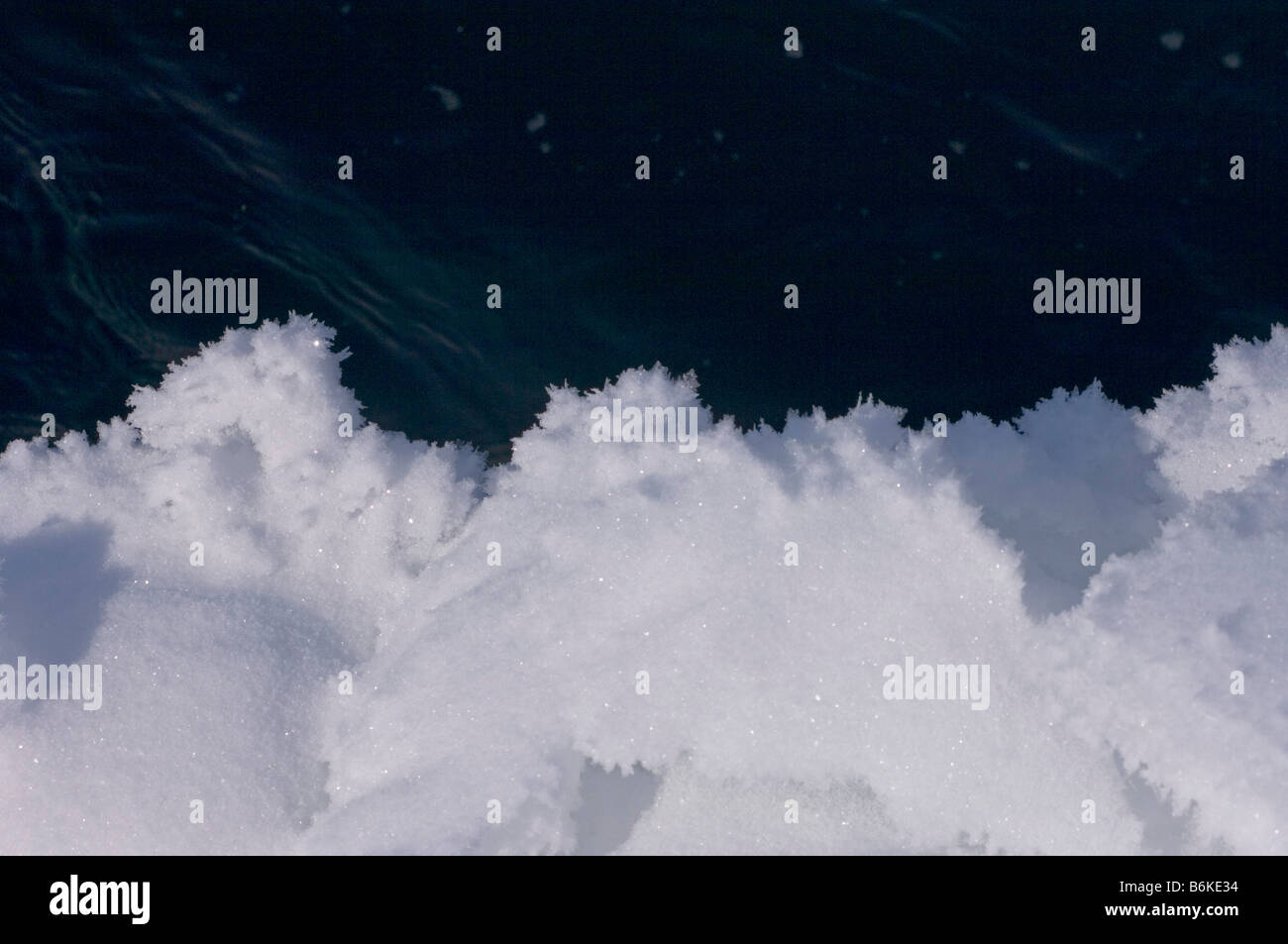 Detail of sea ice formation at the edge of an open lead in the pack ice ...