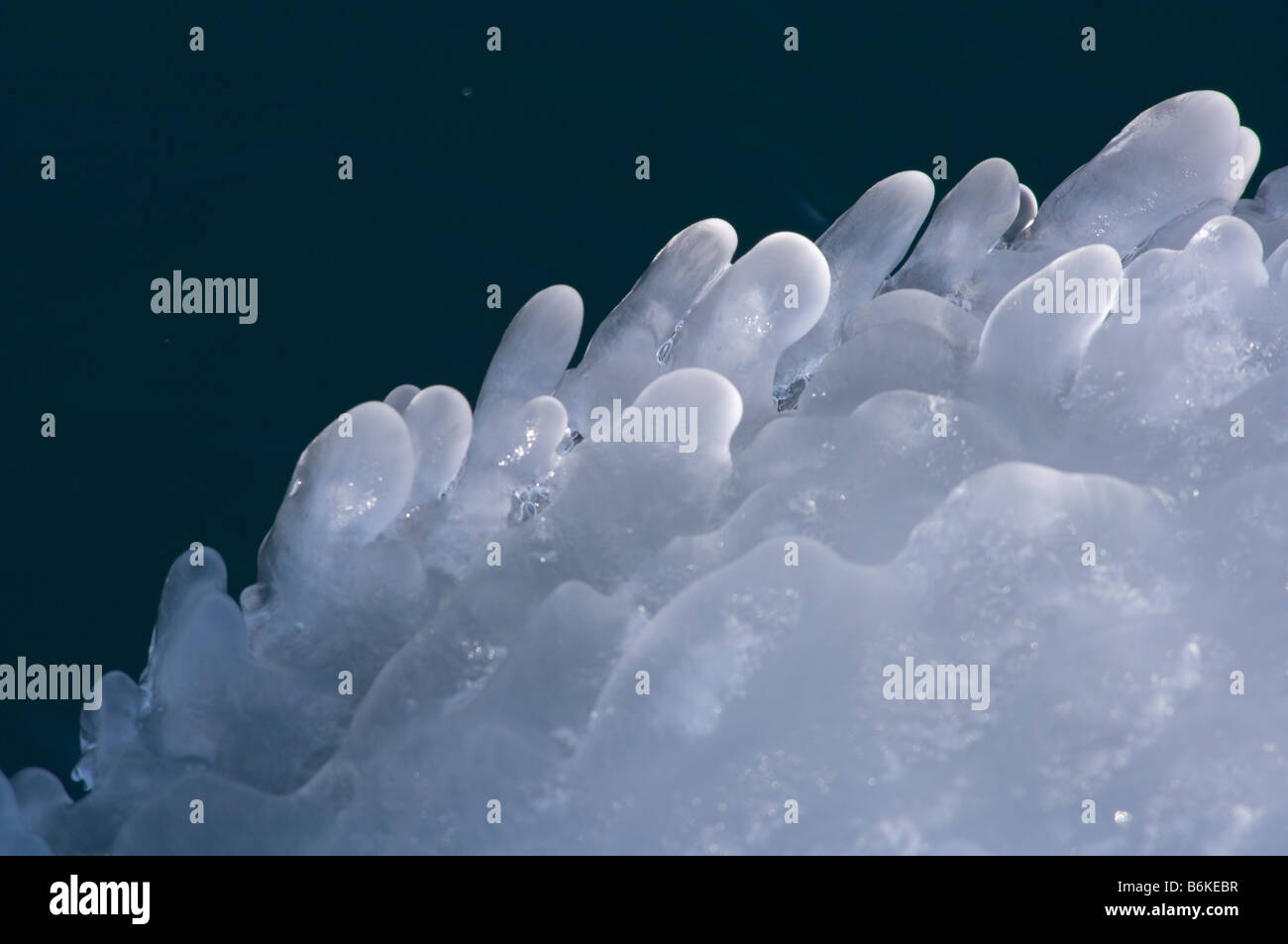 Detail of sea ice formation at the edge of an open lead in the pack ice ...