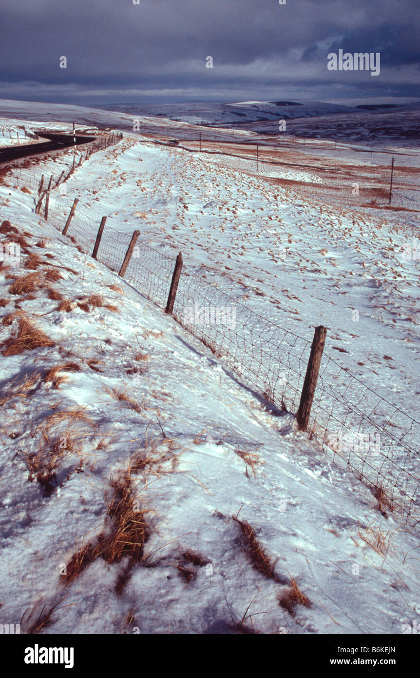 alston moor snowy windswept moors winter snows black clouds cumbria ...