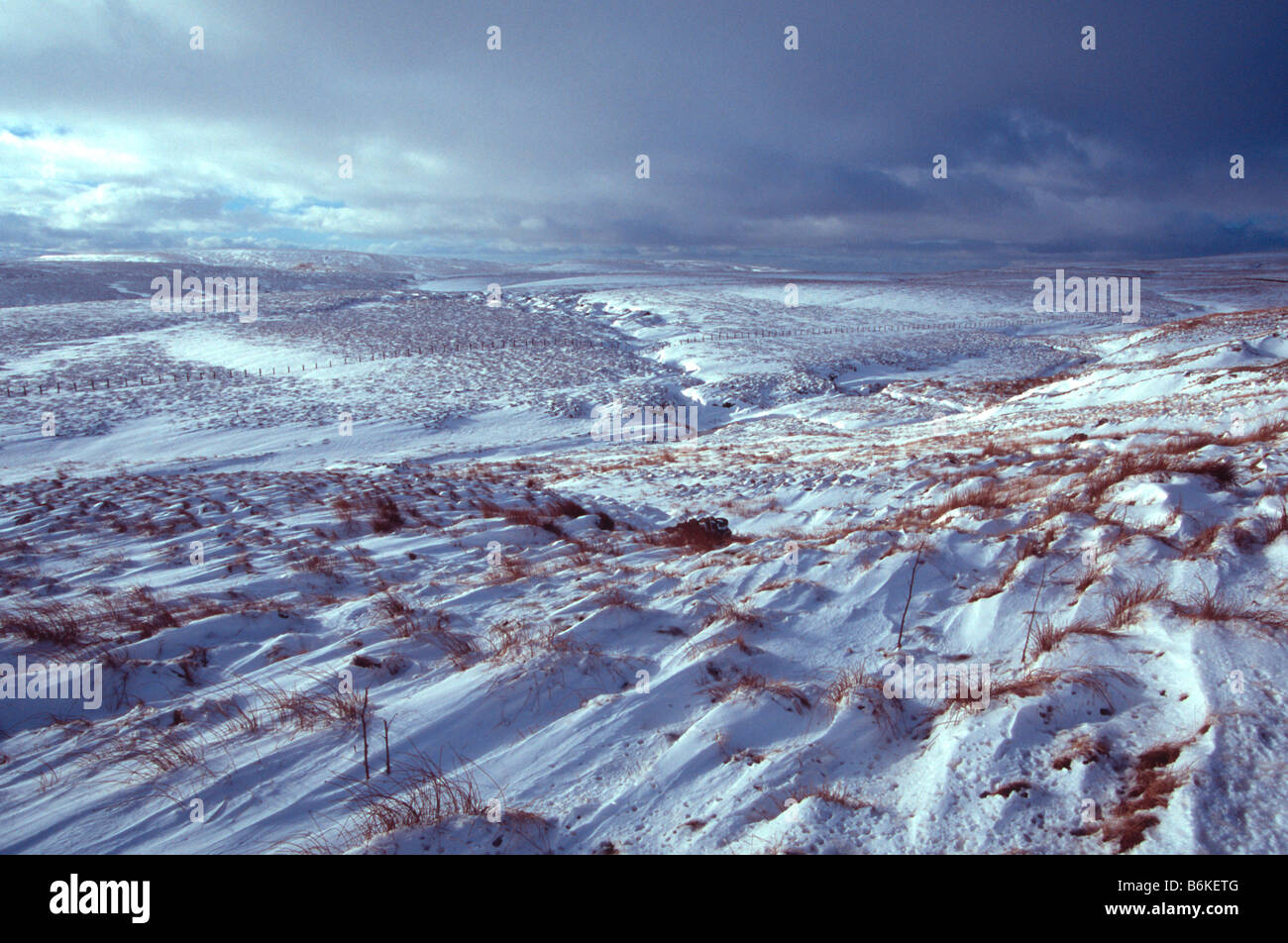 alston moor snowy windswept moors winter snows black clouds cumbria ...