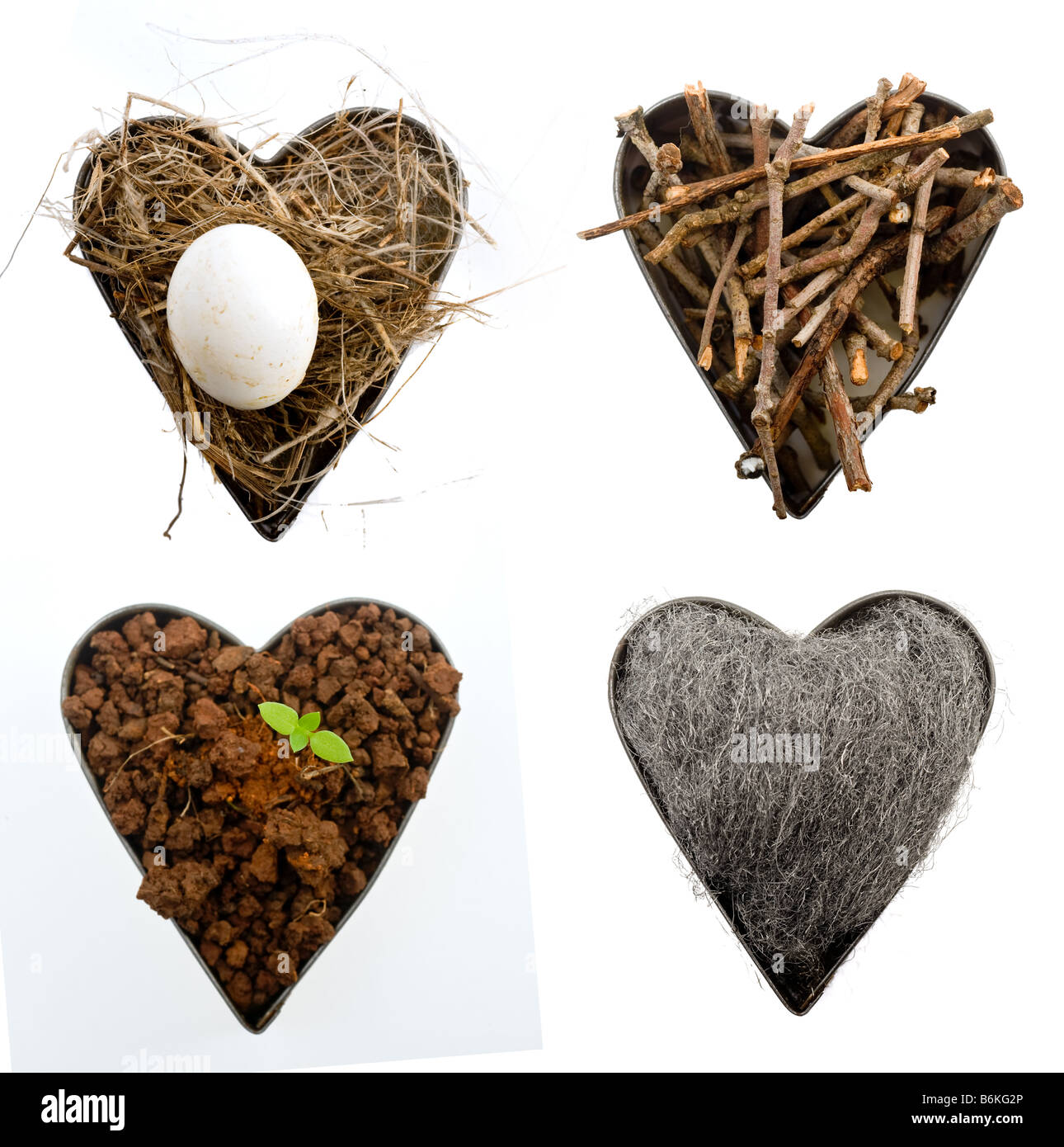four heart shapes with diffrent elements Stock Photo - Alamy
