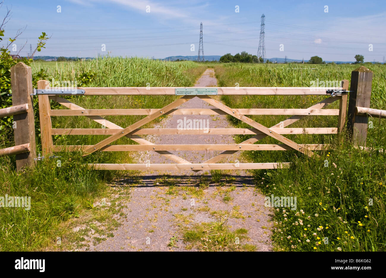 5 bar gate protecting refuge for wild birds at Newport Wetlands ...
