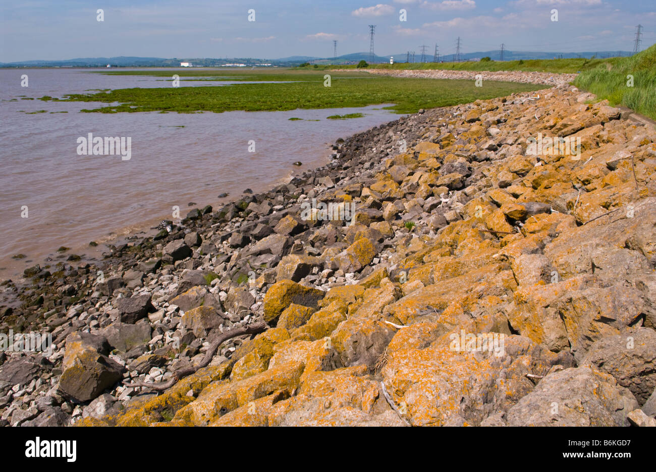 Foreshore and seawall protecting Newport Wetlands National Nature ...