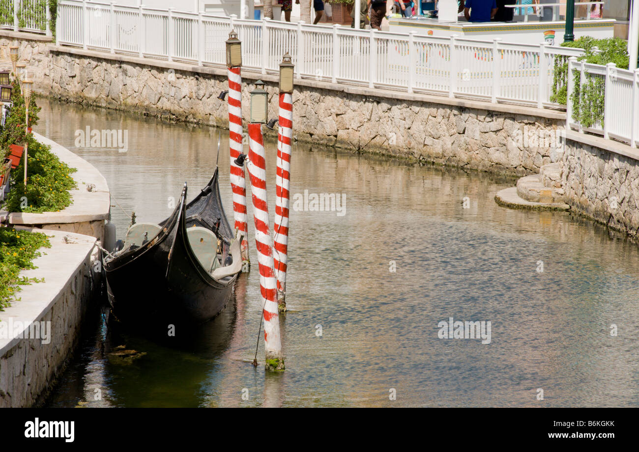 Gondola docked in canal located in Cancun Mexico Stock Photo - Alamy
