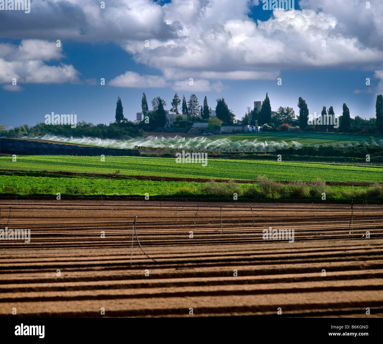 a village seen from agriculture fields Stock Photo - Alamy