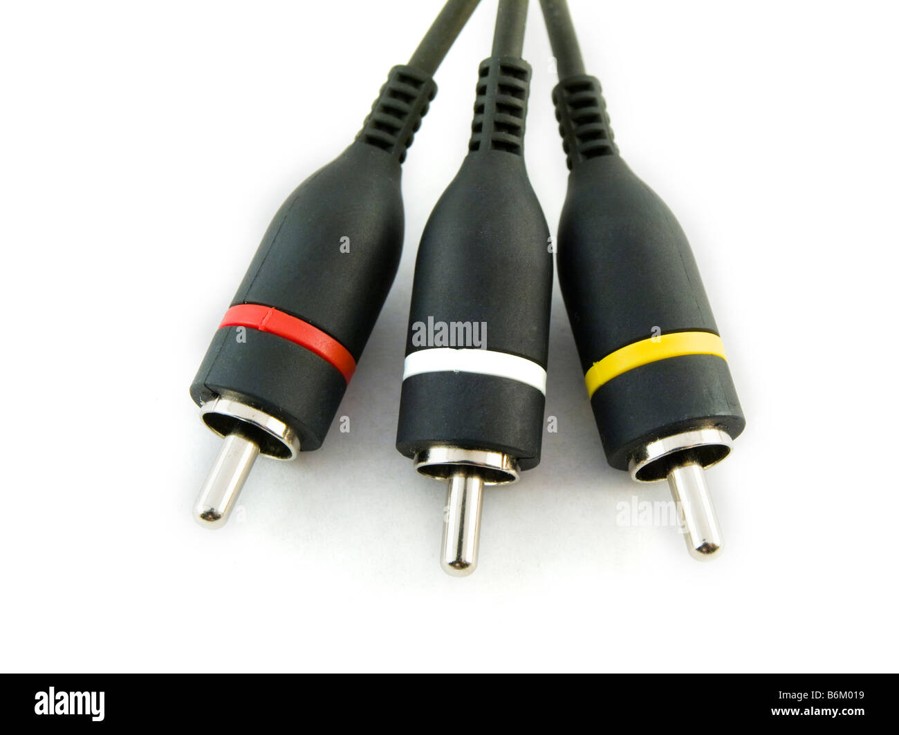 Red Yellow and White Audio Visual Leads on White Background Stock Photo ...
