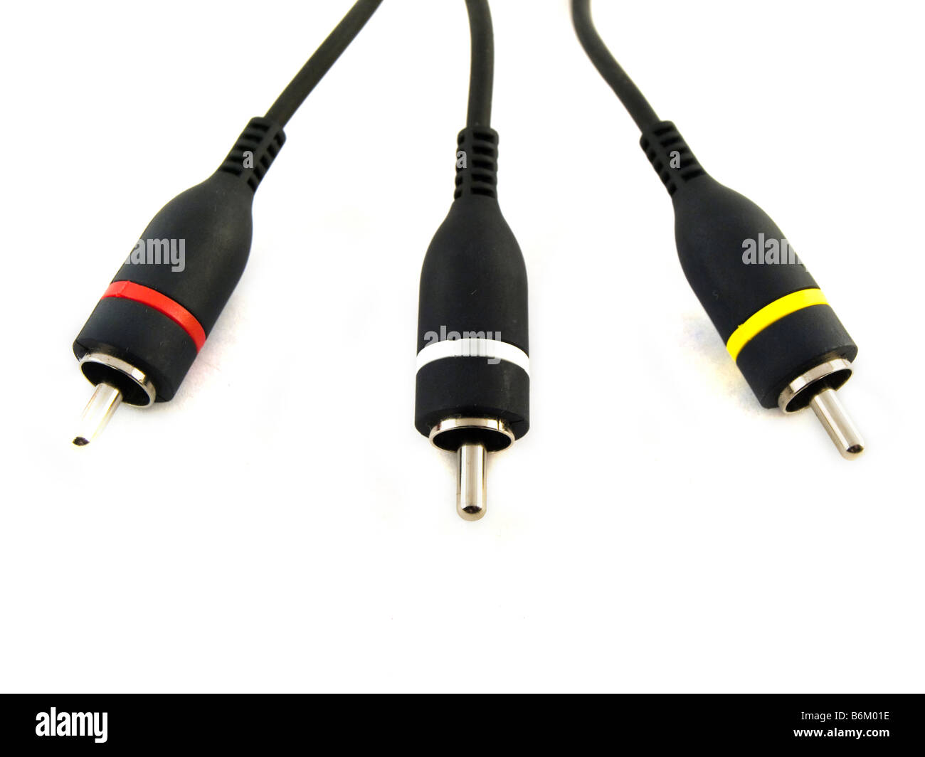 Red Yellow and White Audio Visual Leads on White Background Stock Photo ...