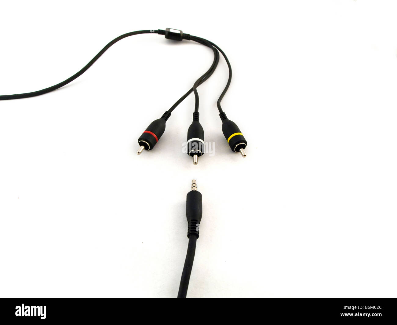 Red Yellow and White Audio Visual Leads on White Background Stock Photo ...