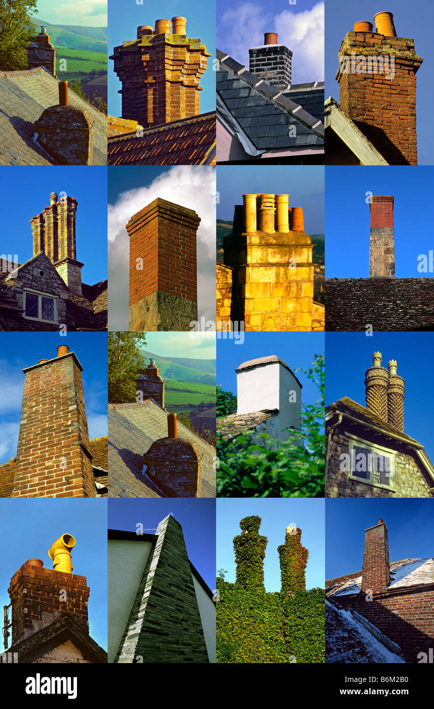 Multiple 16 x Image vertical montage of Chimneys Stock Photo - Alamy