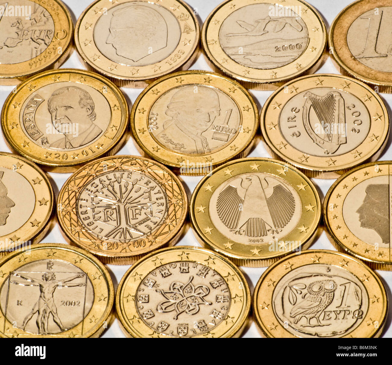 1 Euro coins from the original 12 member states Stock Photo - Alamy
