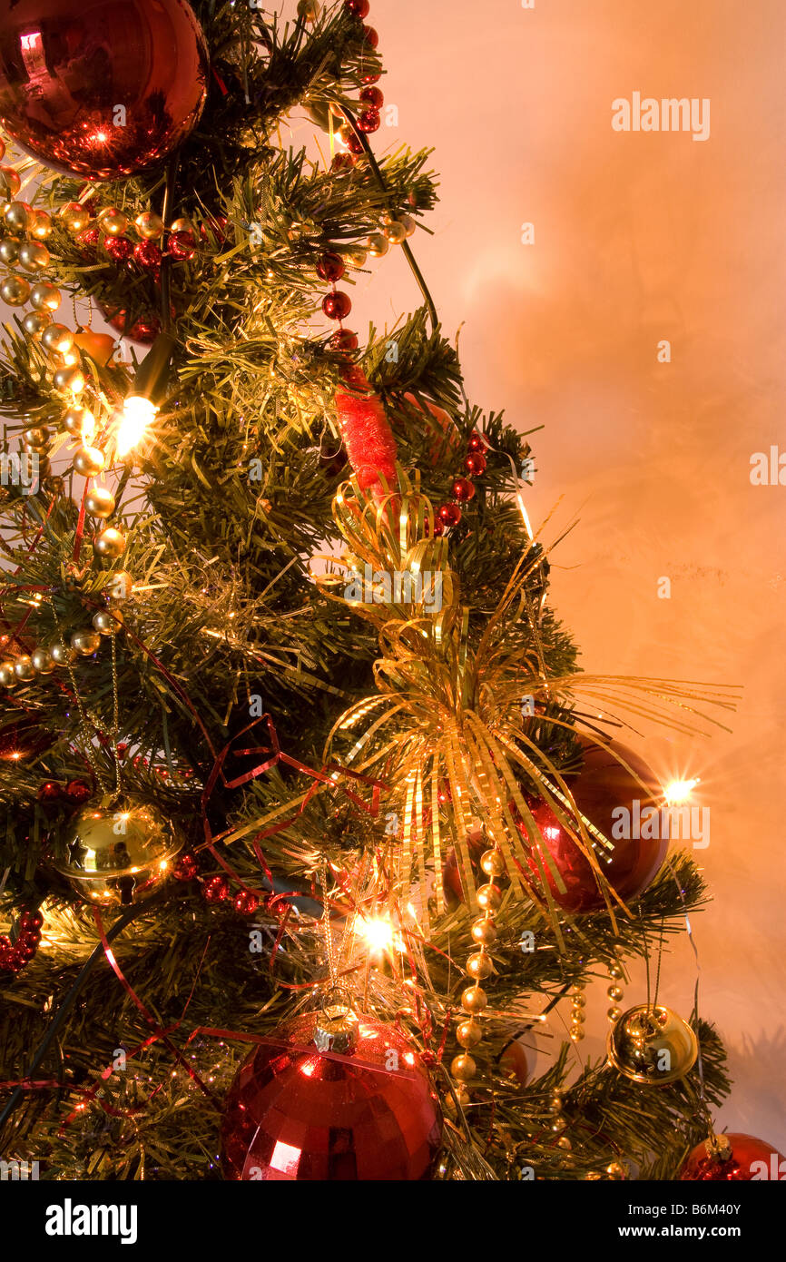 Portrait view of an artificial christmas tree Stock Photo - Alamy