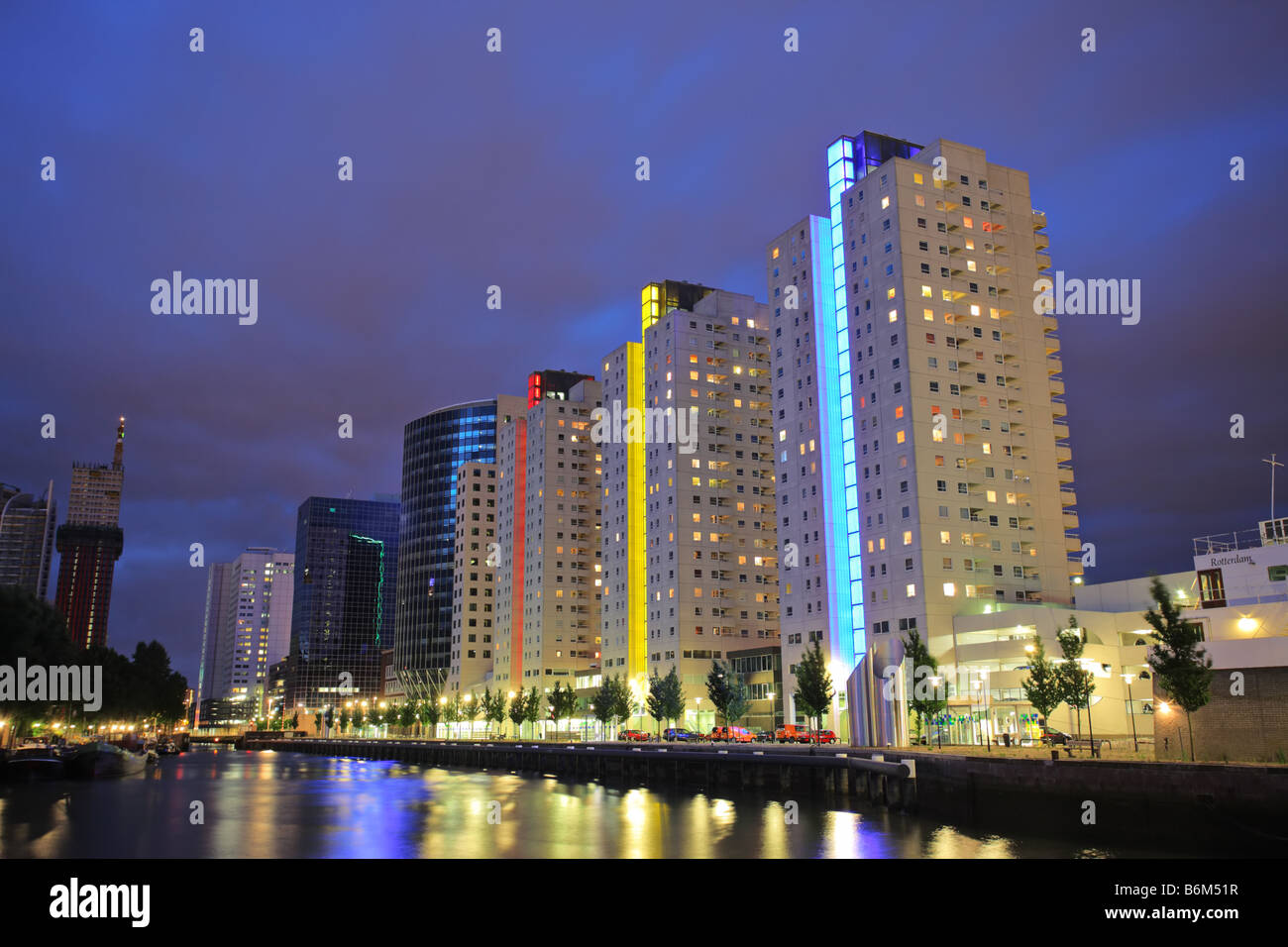 Rotterdam skyline at night Stock Photo - Alamy