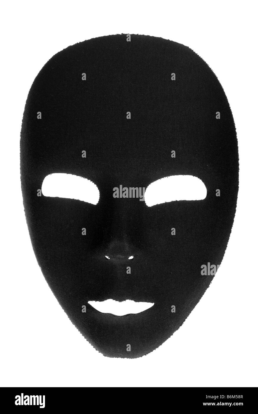 Eerie black face mask isolated on white background Stock Photo - Alamy