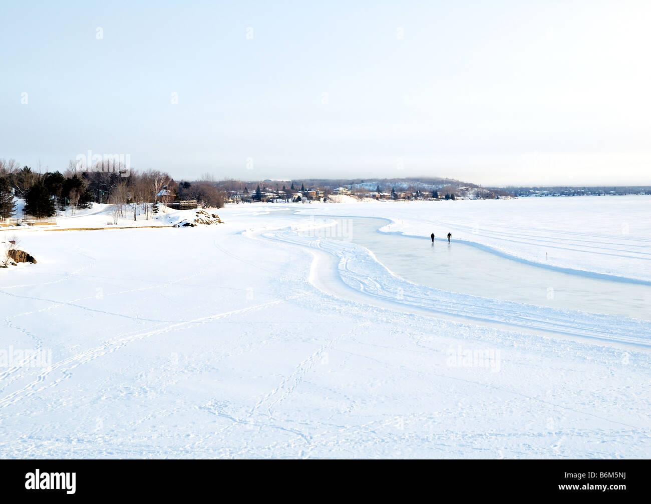 a beautiful skating path on Lake Ramsey,, Sudbury Ontario Stock Photo ...