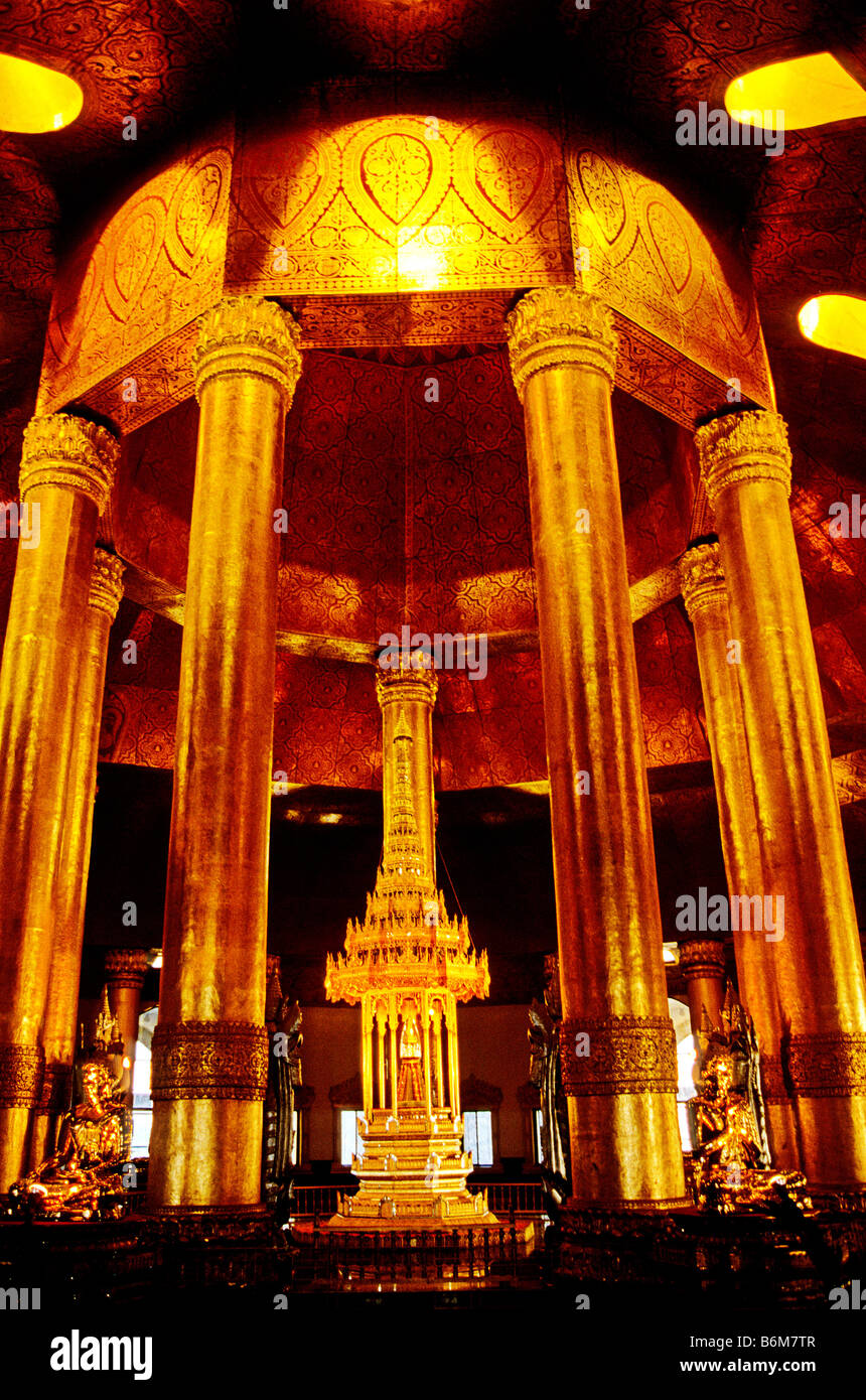 Seated Buddha statue within the Botataung Paya Rangoon Burma Myanmar ...