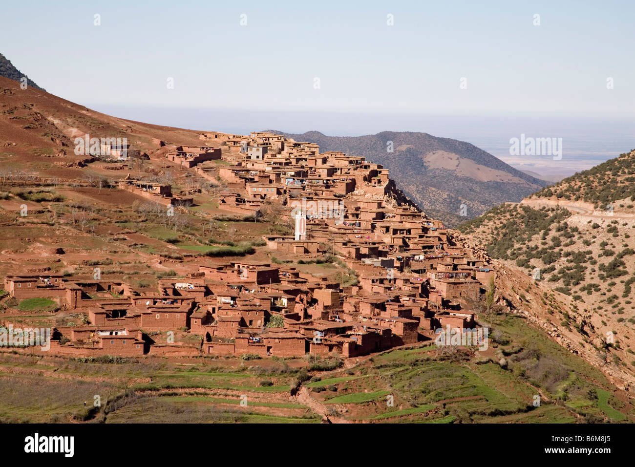 Morocco North Africa December Looking down on typical mud huts of a ...