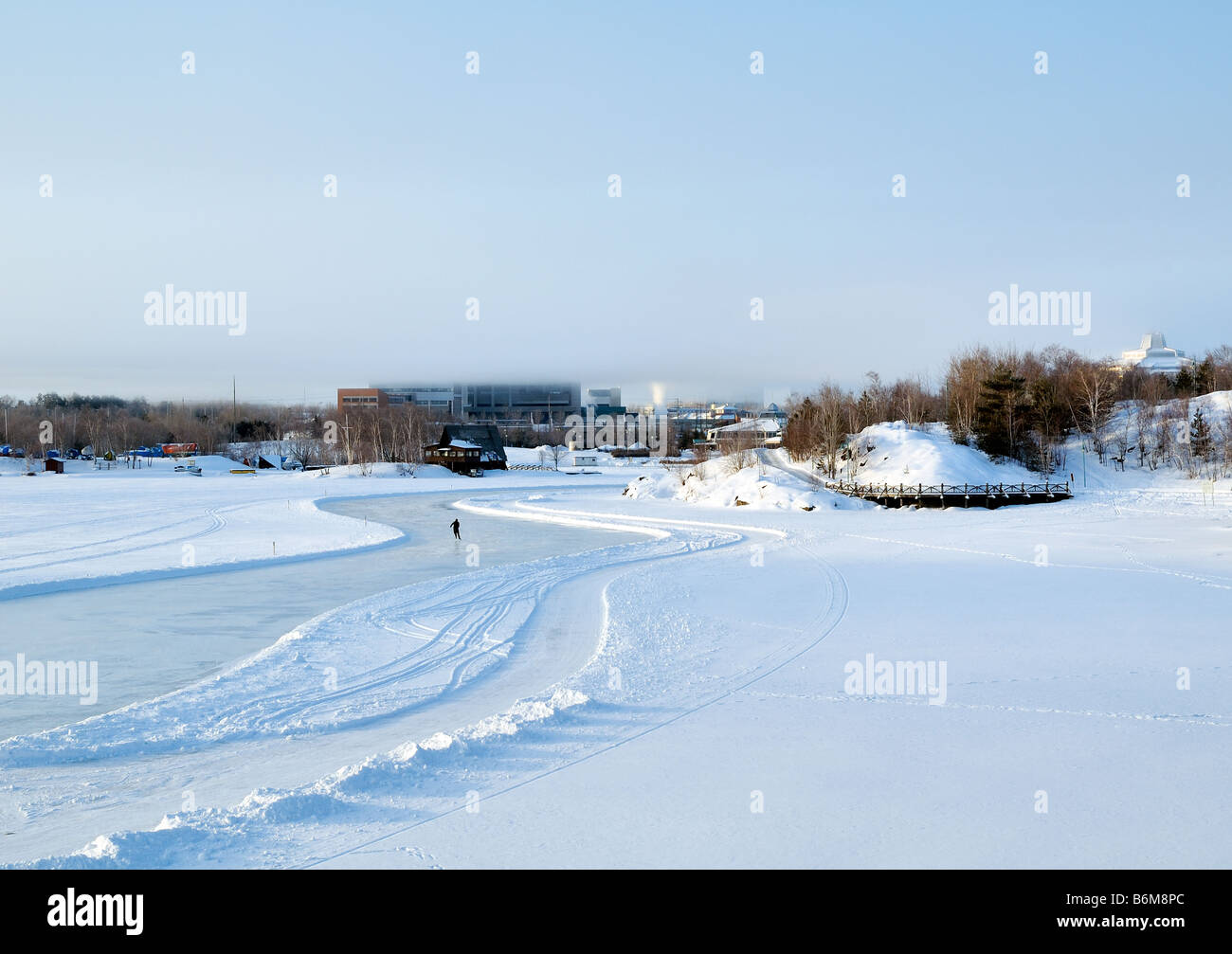 a beautiful skating path on Lake Ramsey,, Sudbury Ontario Stock Photo ...