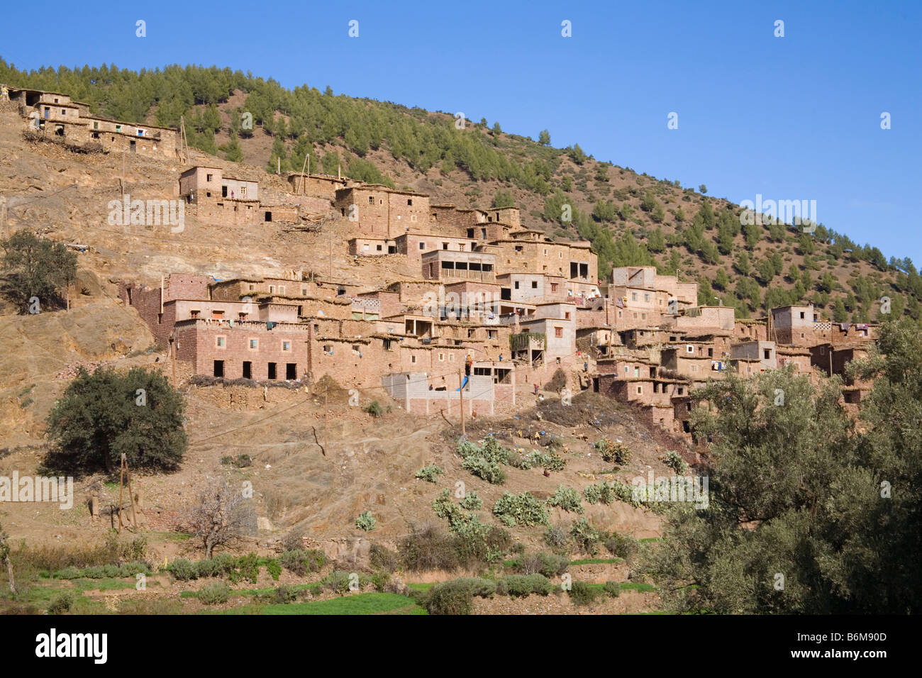 Morocco North Africa December Looking across to typical mud huts of a ...