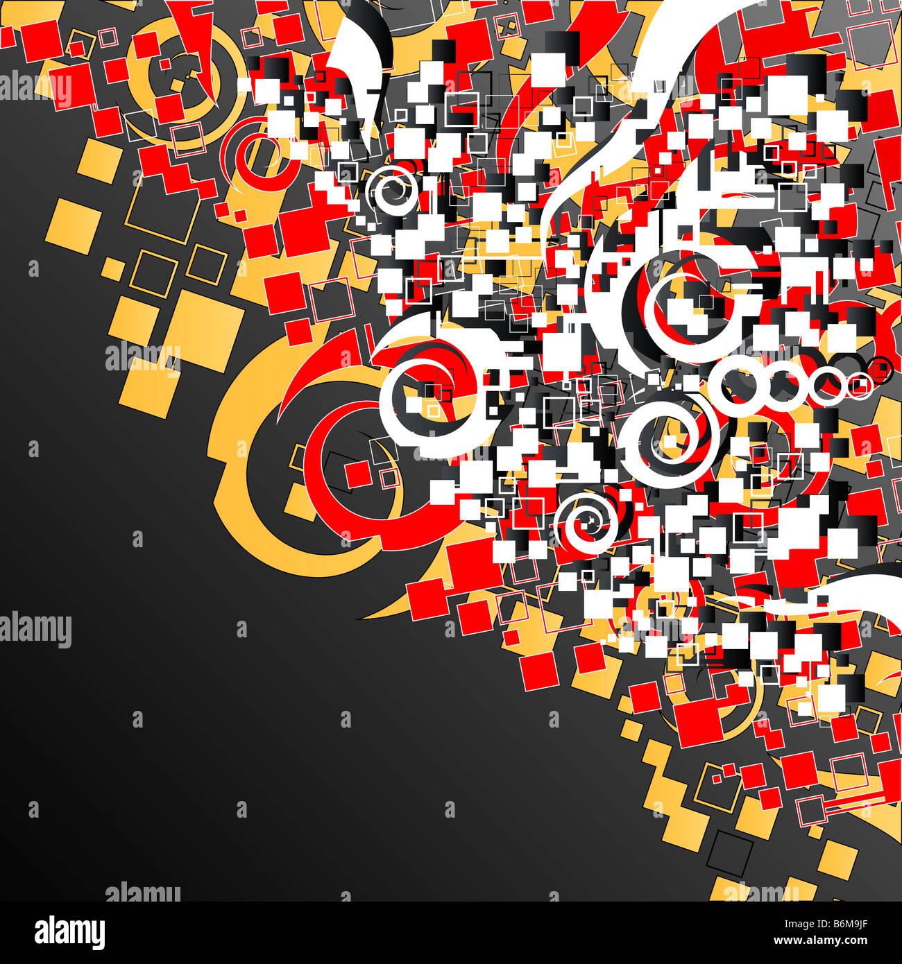 Vector illustration of a funky retro circles squares and swirls cute ...