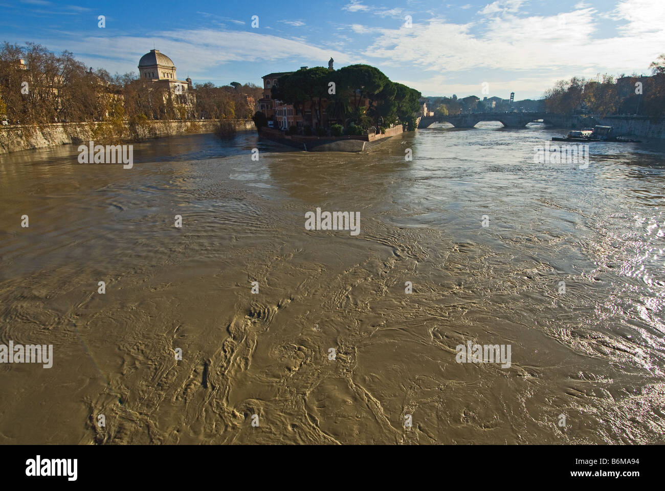 Tevere river in full in Rome 12-2008 Stock Photo - Alamy