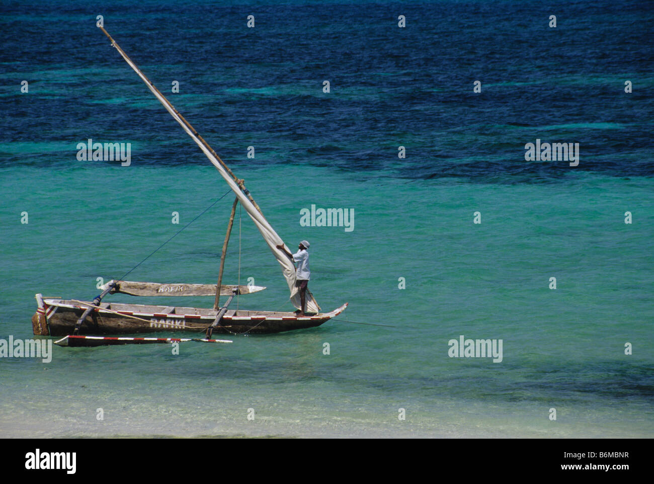 Traditional Boat on the Indian Ocean off Nyali Beach, Kenya Stock Photo ...